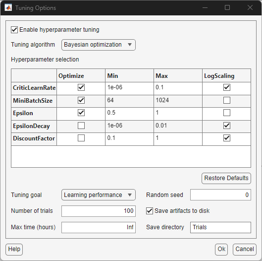 Tune Hyperparameters Using Reinforcement Learning Designer - MATLAB & Simulink