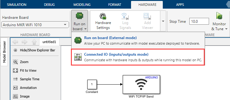 Setting Up A Wi Fi Tcpip Connection With Connected Io In Simulink 2947